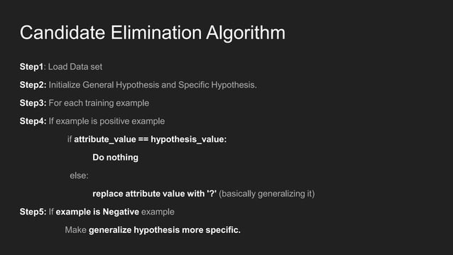 Candidate Elimination Algorithm In Ml Lab Ppt