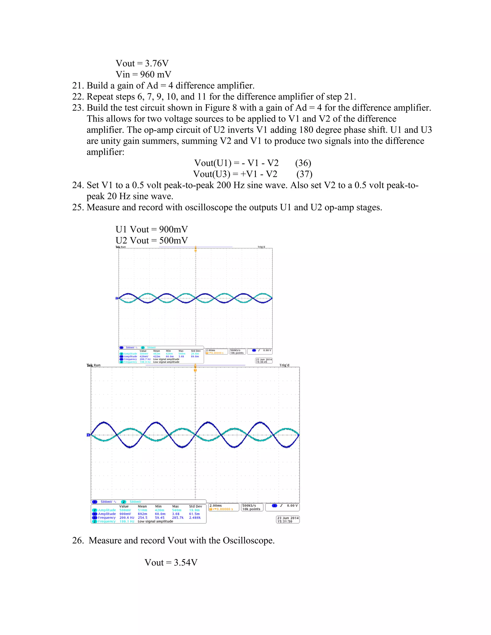 Lab 2 Report More Linear Operational Amplifiers | PDF