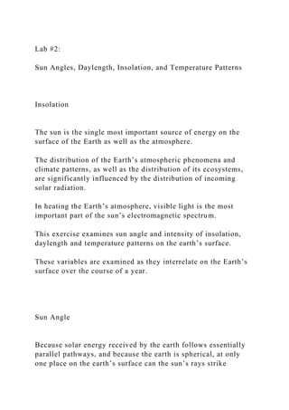 Lab #2Sun Angles, Daylength, Insolation, and Temperature Patter.docx