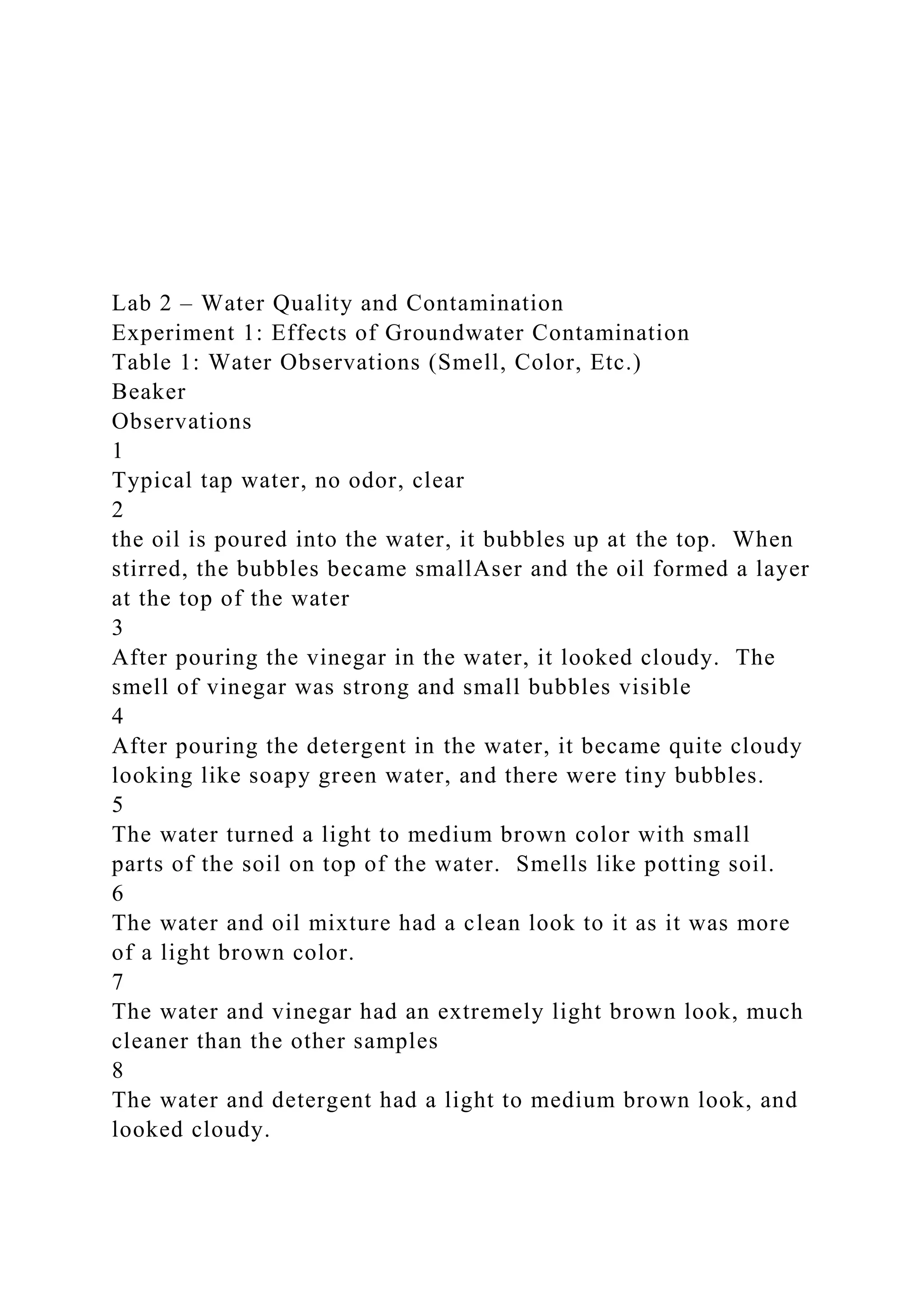 Lab 2 – Water Quality and ContaminationExperiment 1 Eff.docx