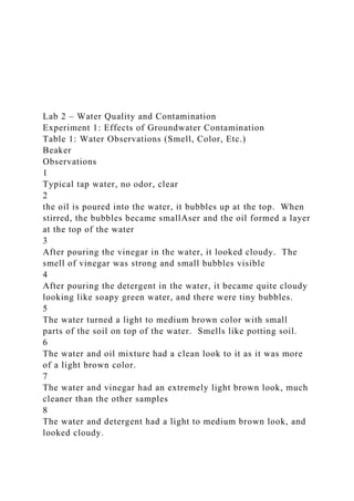 Lab 2 – Water Quality and ContaminationExperiment 1 Eff.docx