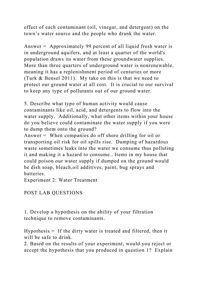 Lab 2 – Water Quality and ContaminationExperiment 1 Eff.docx