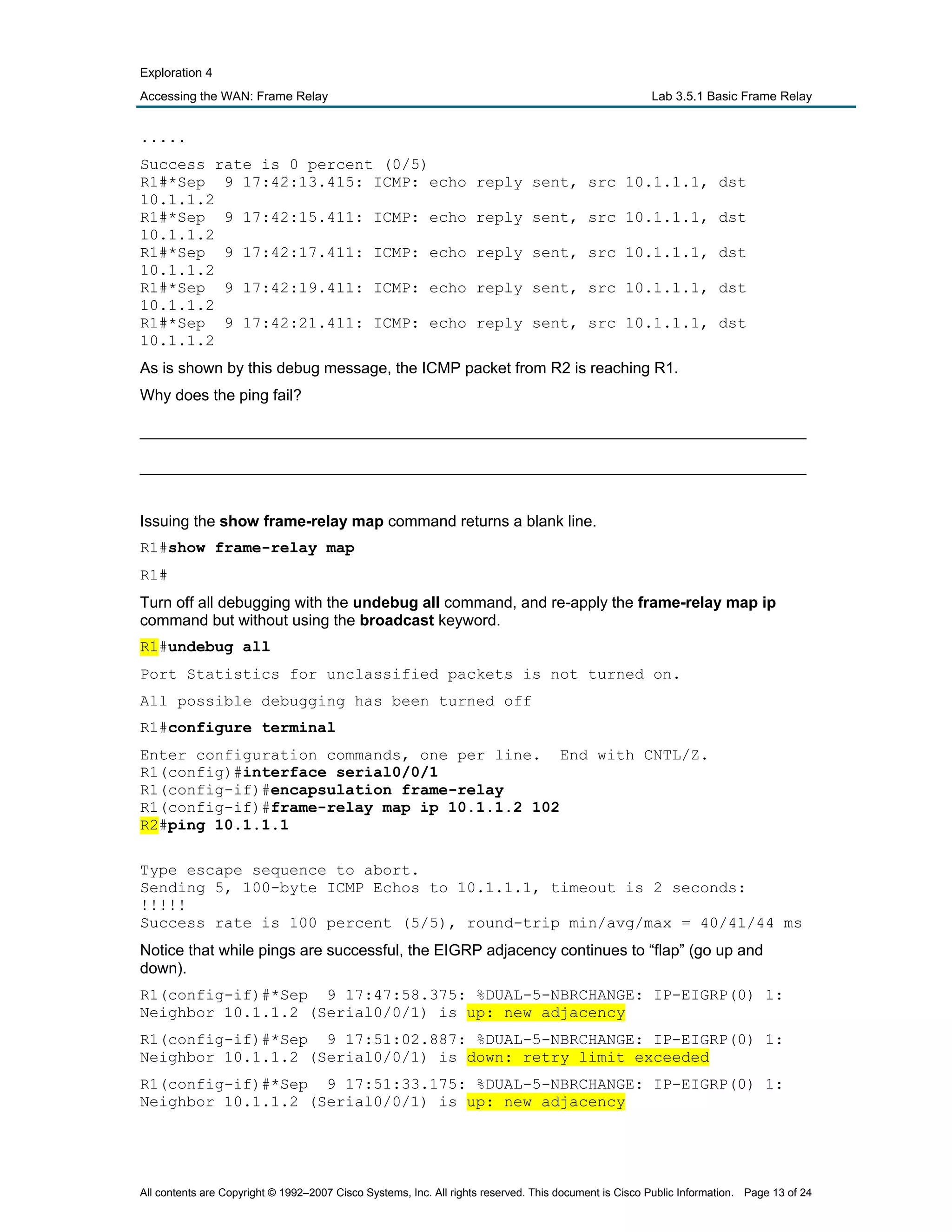 Lab 3.5.1 basic frame relay | PDF