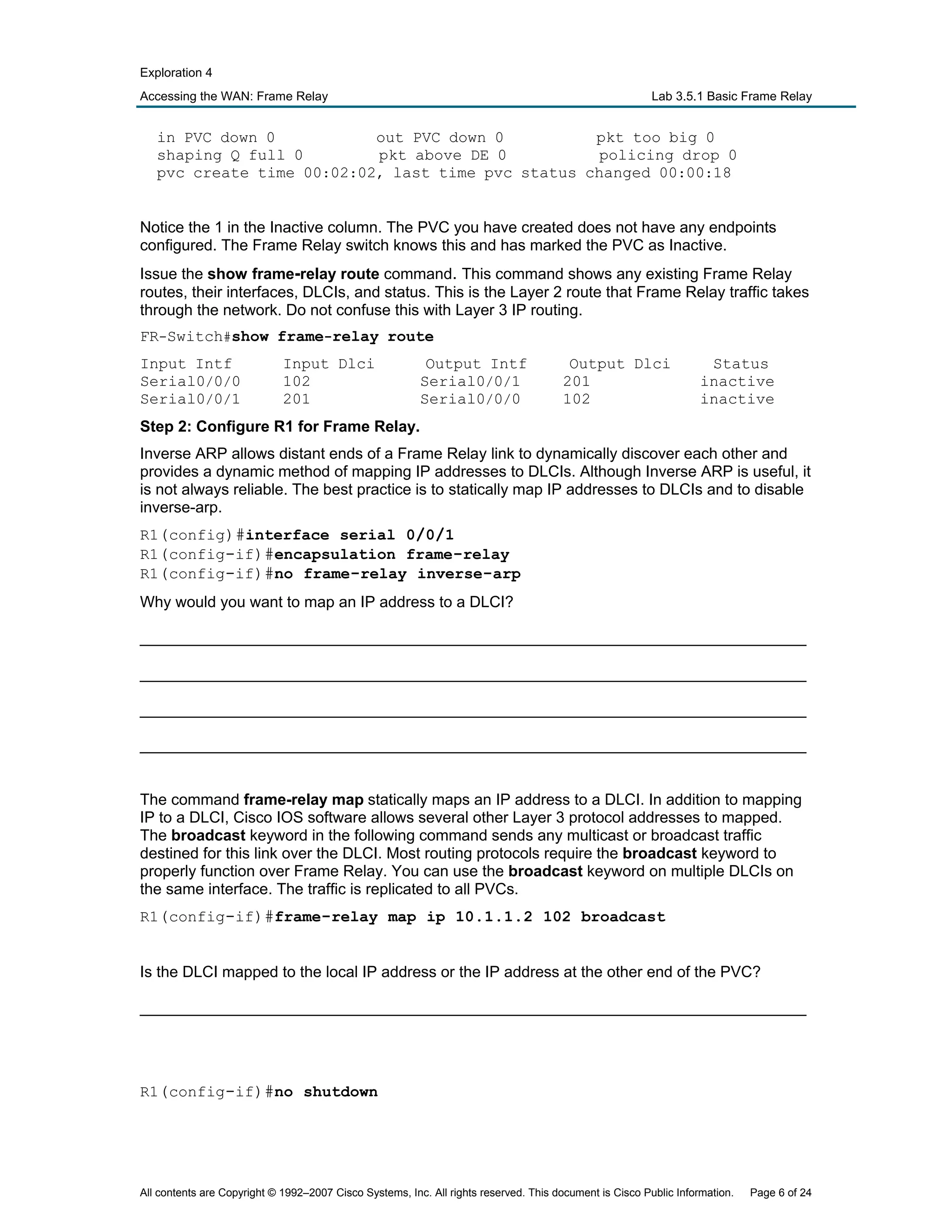 Lab 3.5.1 basic frame relay | PDF