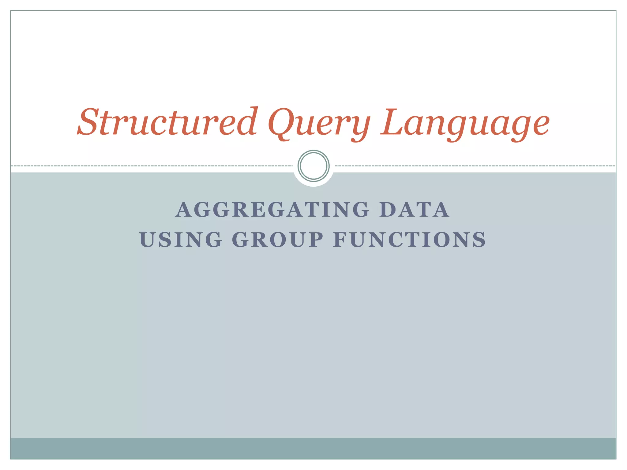 Lab3 aggregating data | PPTX