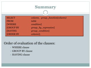 Lab3 aggregating data | PPTX