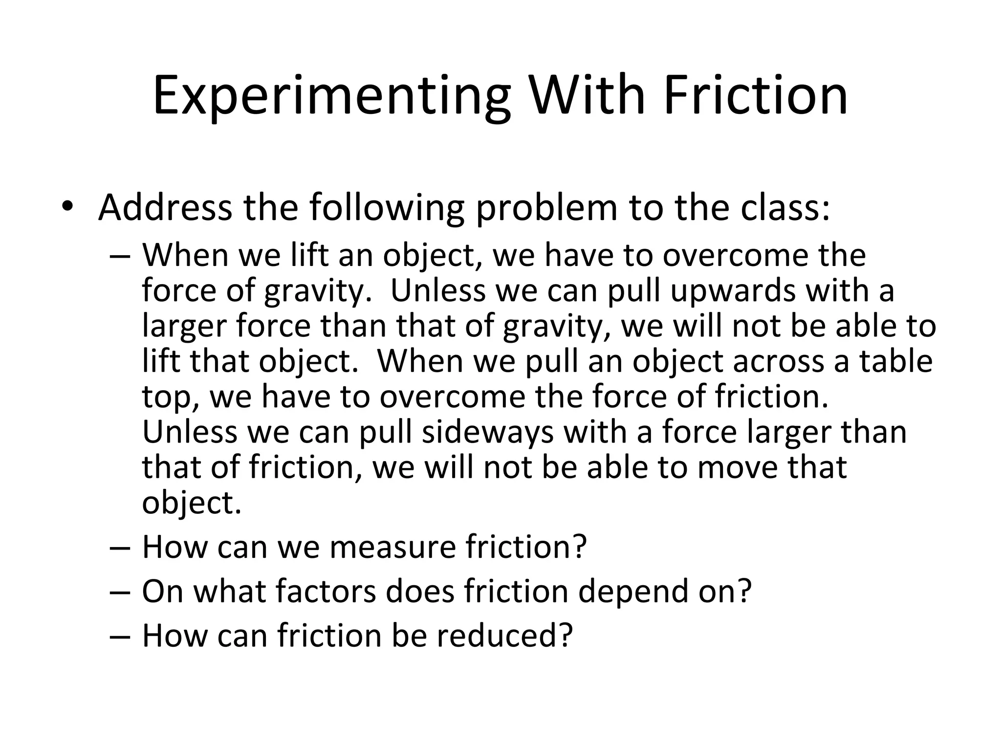 Lab 3-7th Grade: Part 2- friction | PPT