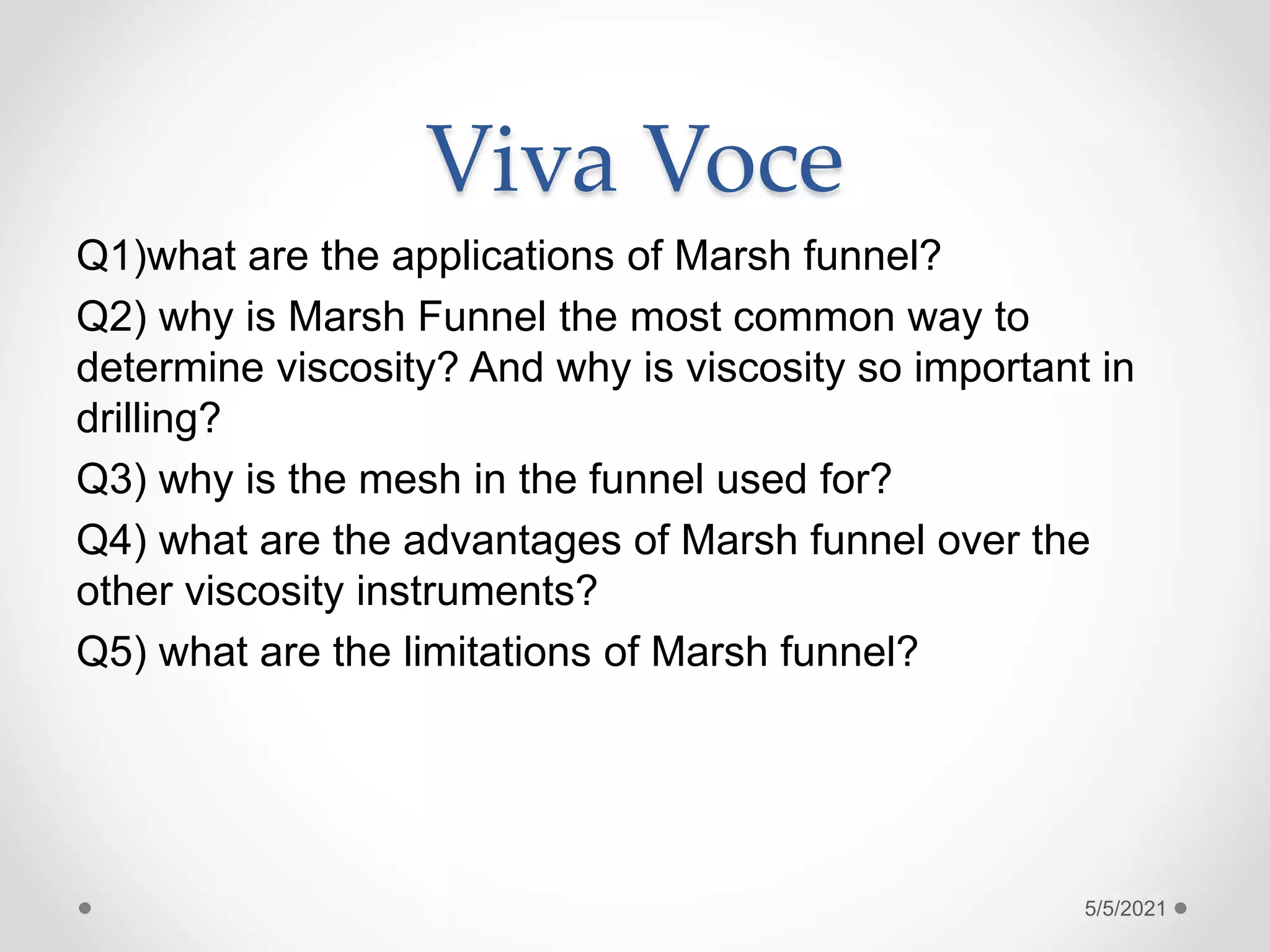 Lab 3 measurement of the viscosity of drilling mud using marsh funnel ...