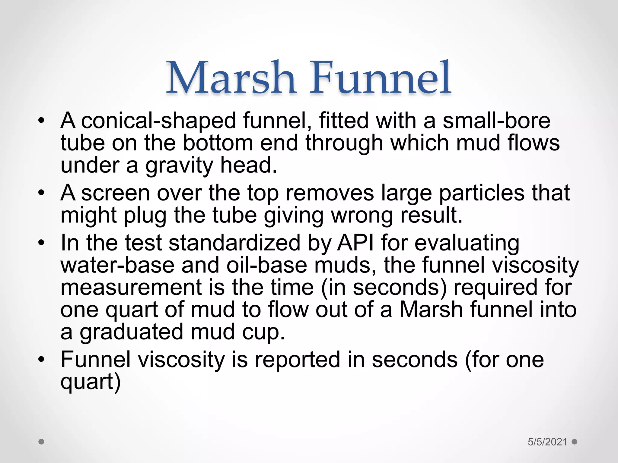 Lab 3 measurement of the viscosity of drilling mud using marsh funnel ...