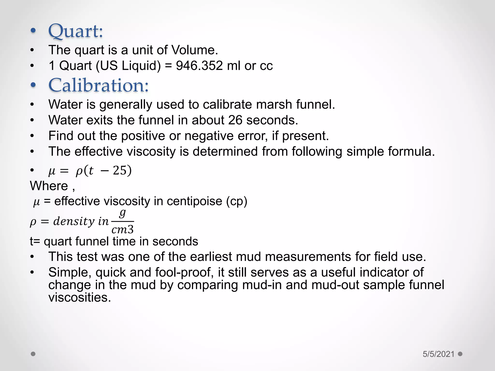 Lab 3 measurement of the viscosity of drilling mud using marsh funnel ...