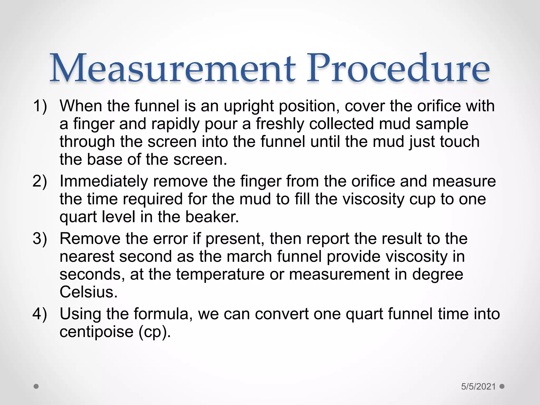 Lab 3 measurement of the viscosity of drilling mud using marsh funnel ...