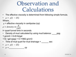 Lab 3 measurement of the viscosity of drilling mud using marsh funnel ...