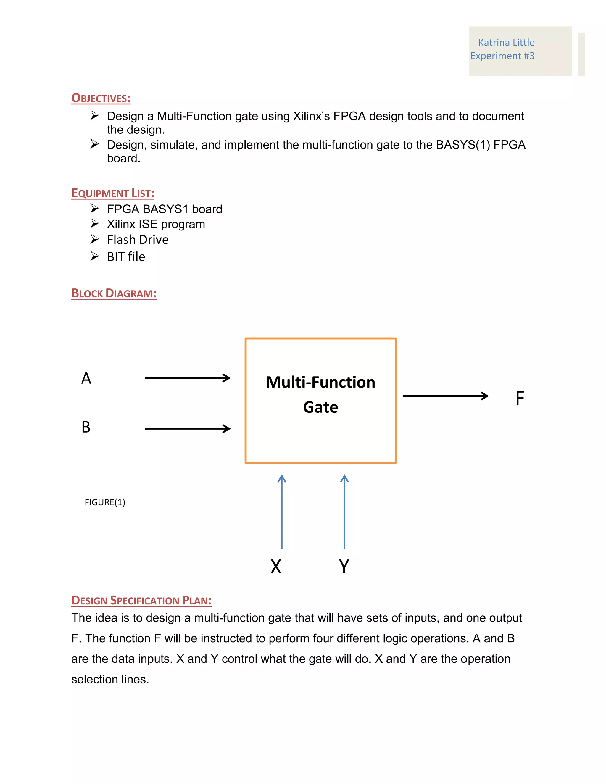 Lab 3 Multi-Function Gate | PDF