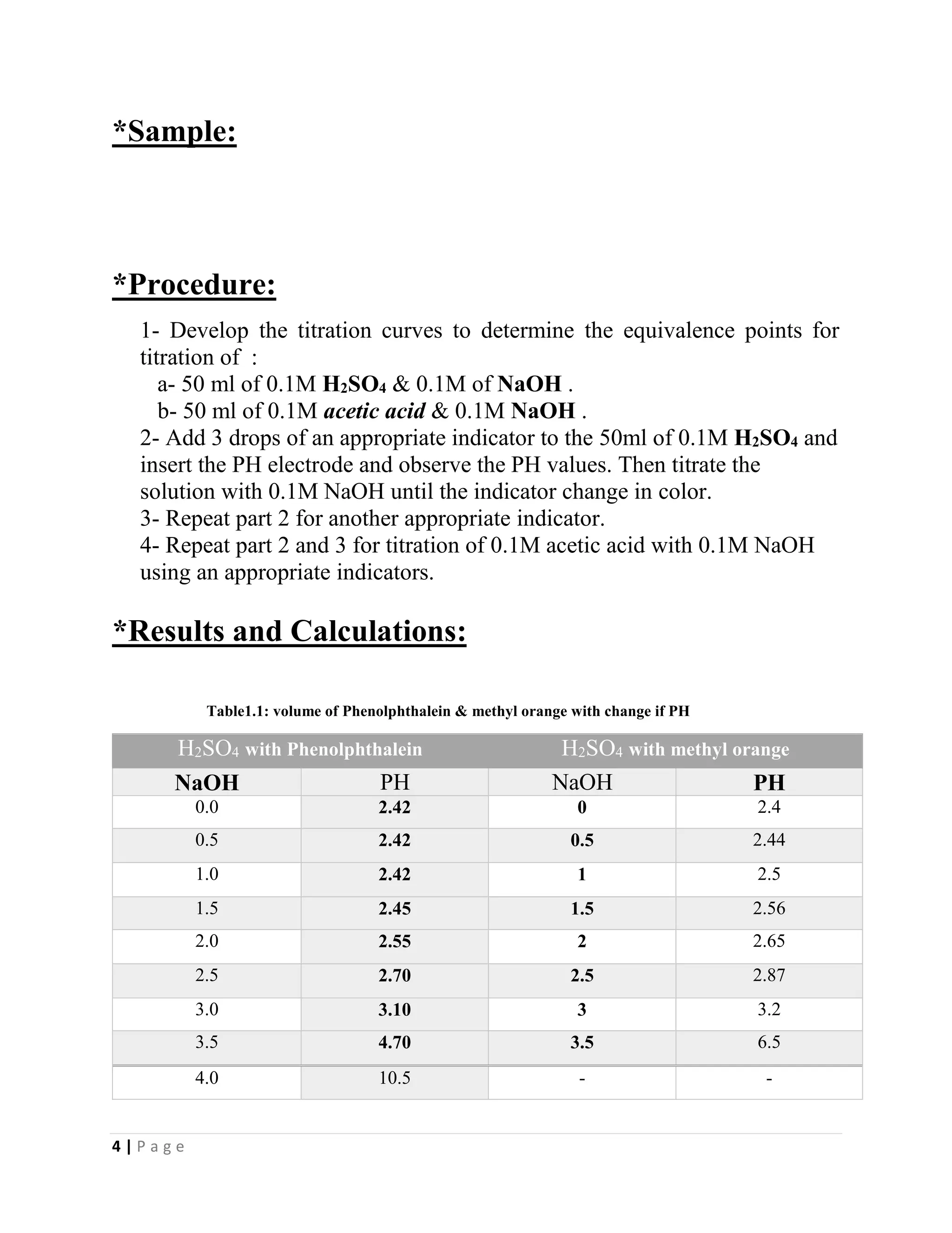 Lab 3 acid base titration curves and acid_base indicators | PDF ...