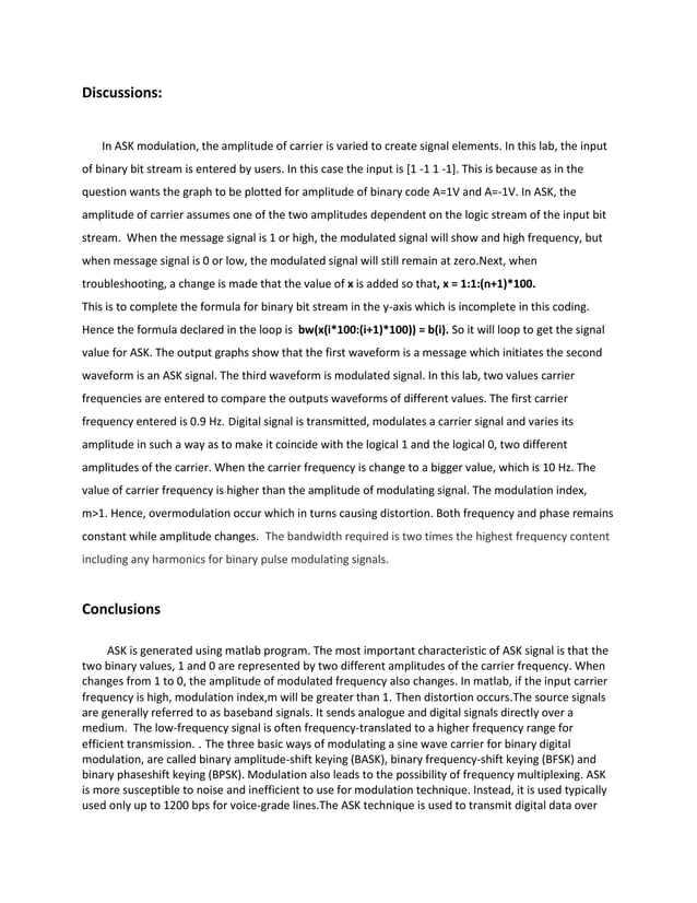 ASK,FSK and M-PSK using Matlab | PDF
