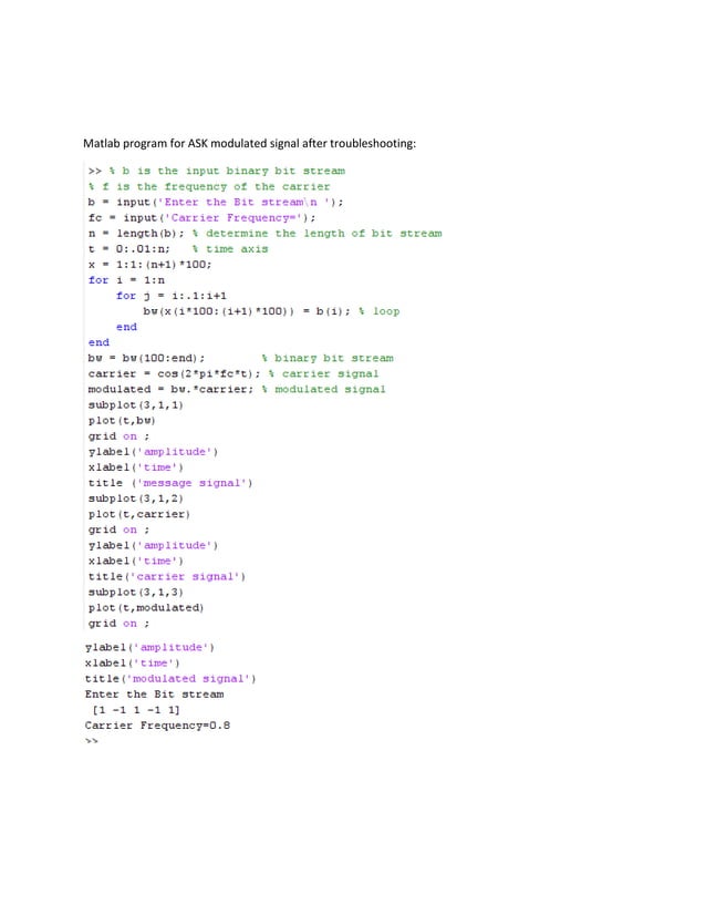 Askfsk And M Psk Using Matlab 