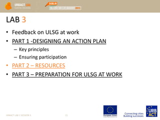 URBACT Summer University 2013 - Labs - Low Carbon Transition - Session 3 | PPT