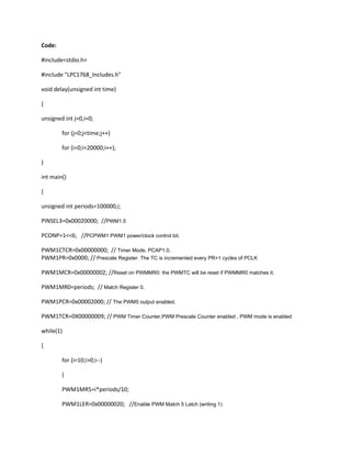 PWM based motor speed control using LPC 1768 | PDF