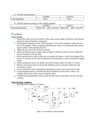 Lab 3 Report Linear Voltage Regulators | PDF