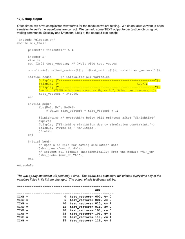 Lab3 Testbench Tutorial 1 Pdf Programming Languages Computing 2856