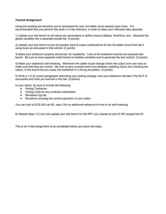 Lab3 Testbench Tutorial 1 Pdf Programming Languages Computing 3310