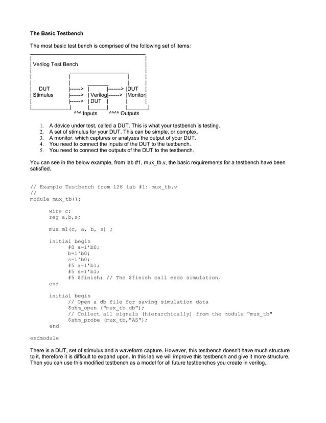 Lab3 testbench tutorial (1) | PDF | Programming Languages | Computing