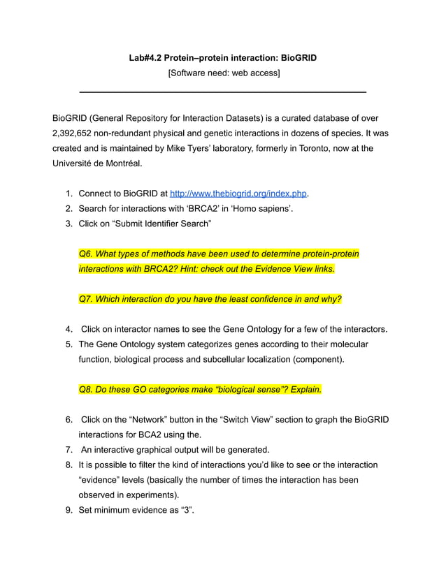 Protein–protein interaction: BioGRID | PDF | Databases | Computer ...