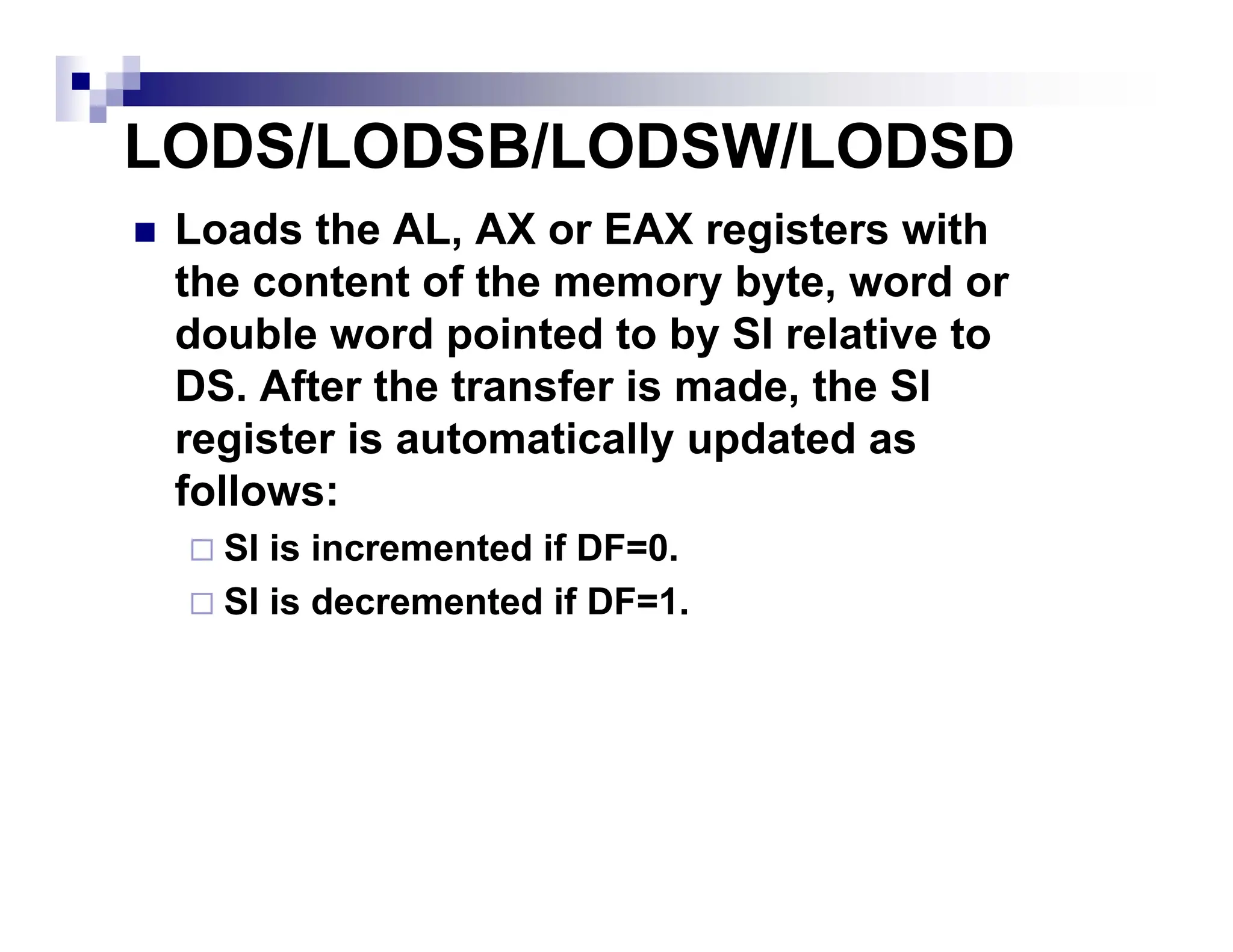 String instruction in assembly language 8086 | PDF
