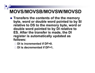 String instruction in assembly language 8086 | PDF