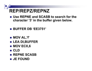String instruction in assembly language 8086 | PDF