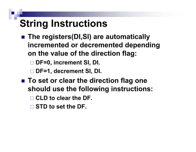 String instruction in assembly language 8086 | PDF
