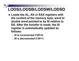 String instruction in assembly language 8086 | PDF