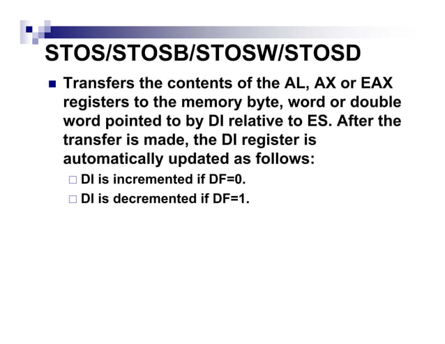 String instruction in assembly language 8086 | PDF
