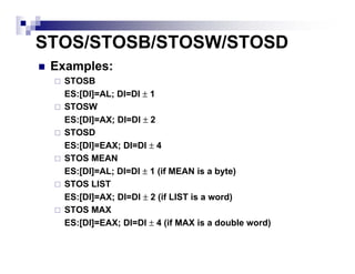 String instruction in assembly language 8086 | PDF