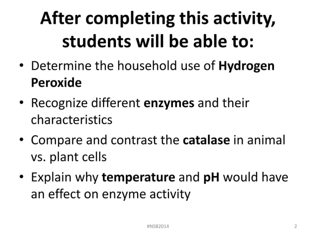 Lab 4 enzymes and the catalase lab fall 2014 | PPT