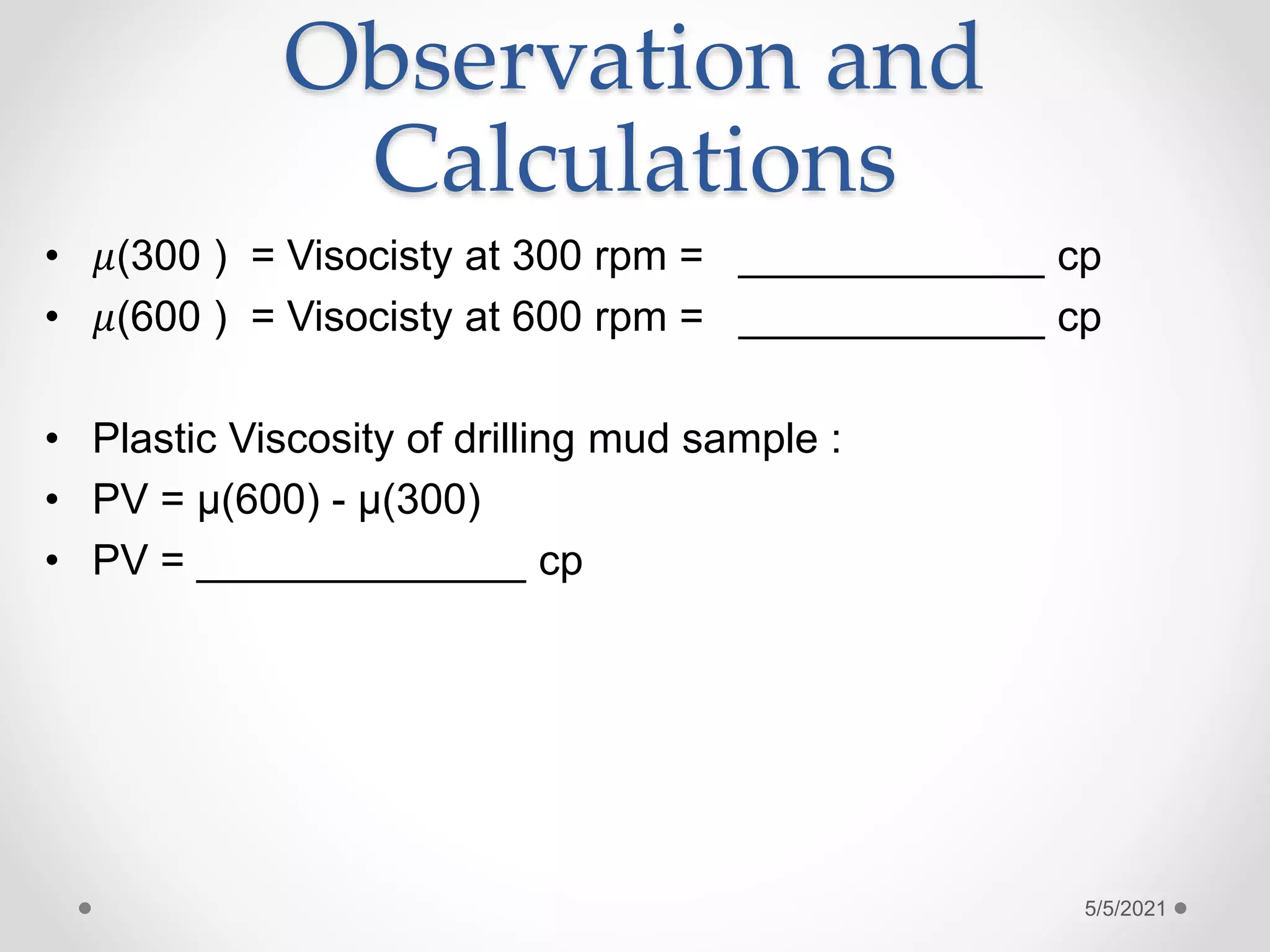 Lab 4 measurement of plastic viscosity of different mud samples by ...