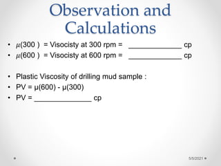 Lab 4 measurement of plastic viscosity of different mud samples by ...