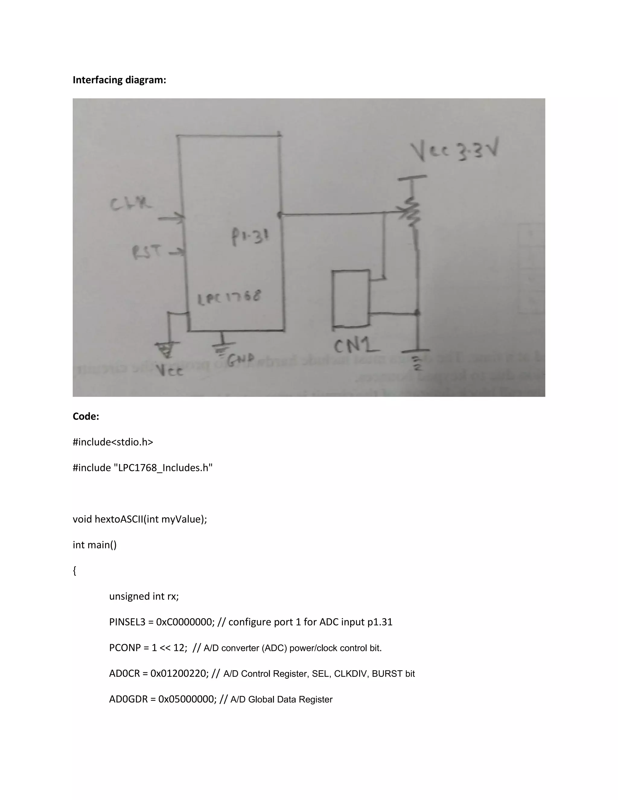 ADC (Analog to Digital conversion) using LPC 1768 | PDF