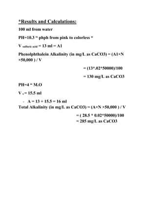 Lab 4 alkalinity –acidity and determination of alkalinity in water | PDF