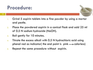 Assay of aspirin by using Back titration pdf.pdf