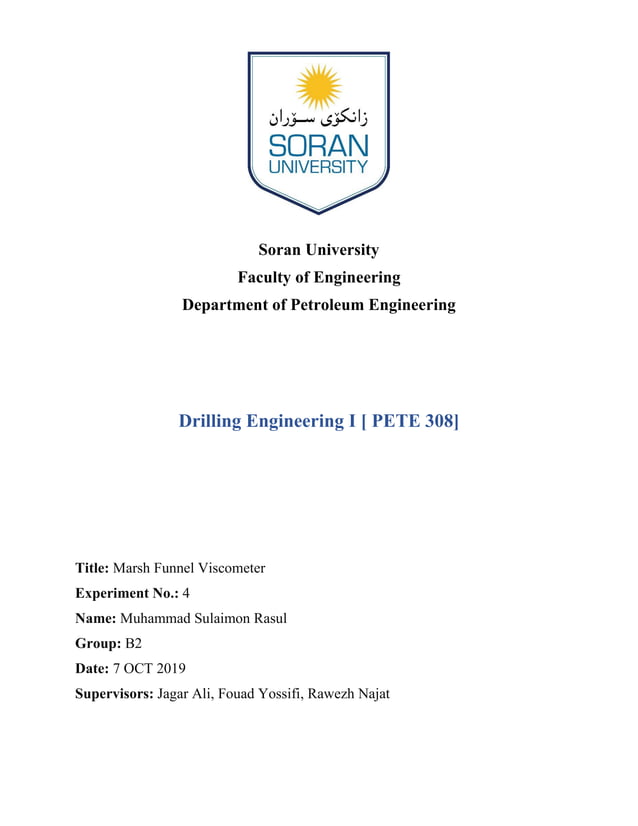 Drilling Lab - Marsh Funnel Viscometer | PDF | Chemistry | Science