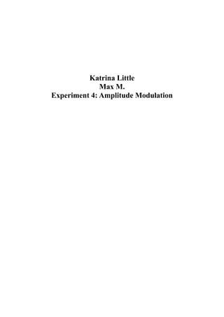 Lab 4 EEL 3552 Amplitude Modulation with MATLAB Simulations | PDF