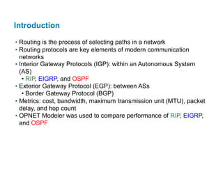 Performance Analysis of Dynamic Routing Protocols using OPNET | PPT