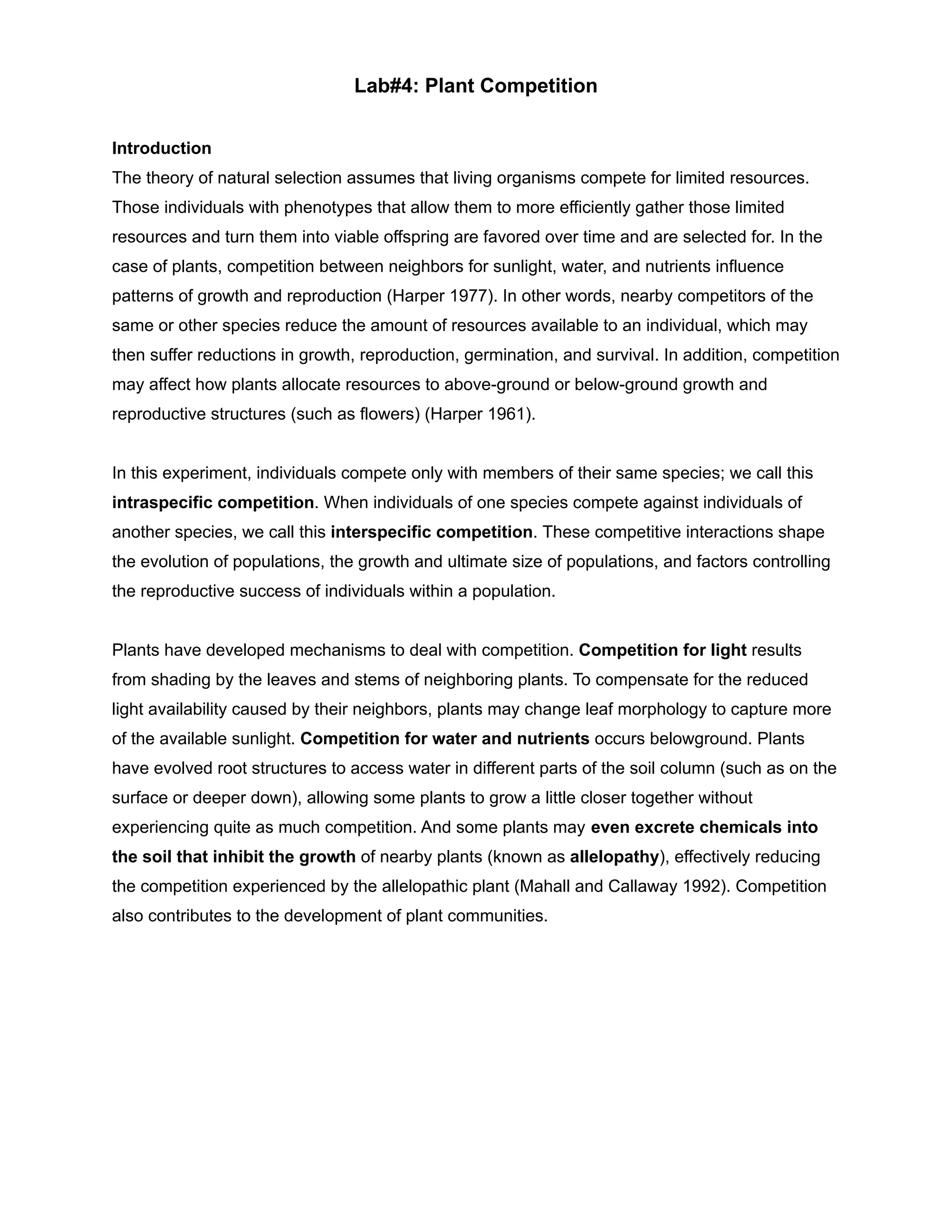 Plant Competition | PDF