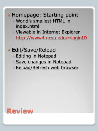 Lab 4: Introduction to HTML | PDF
