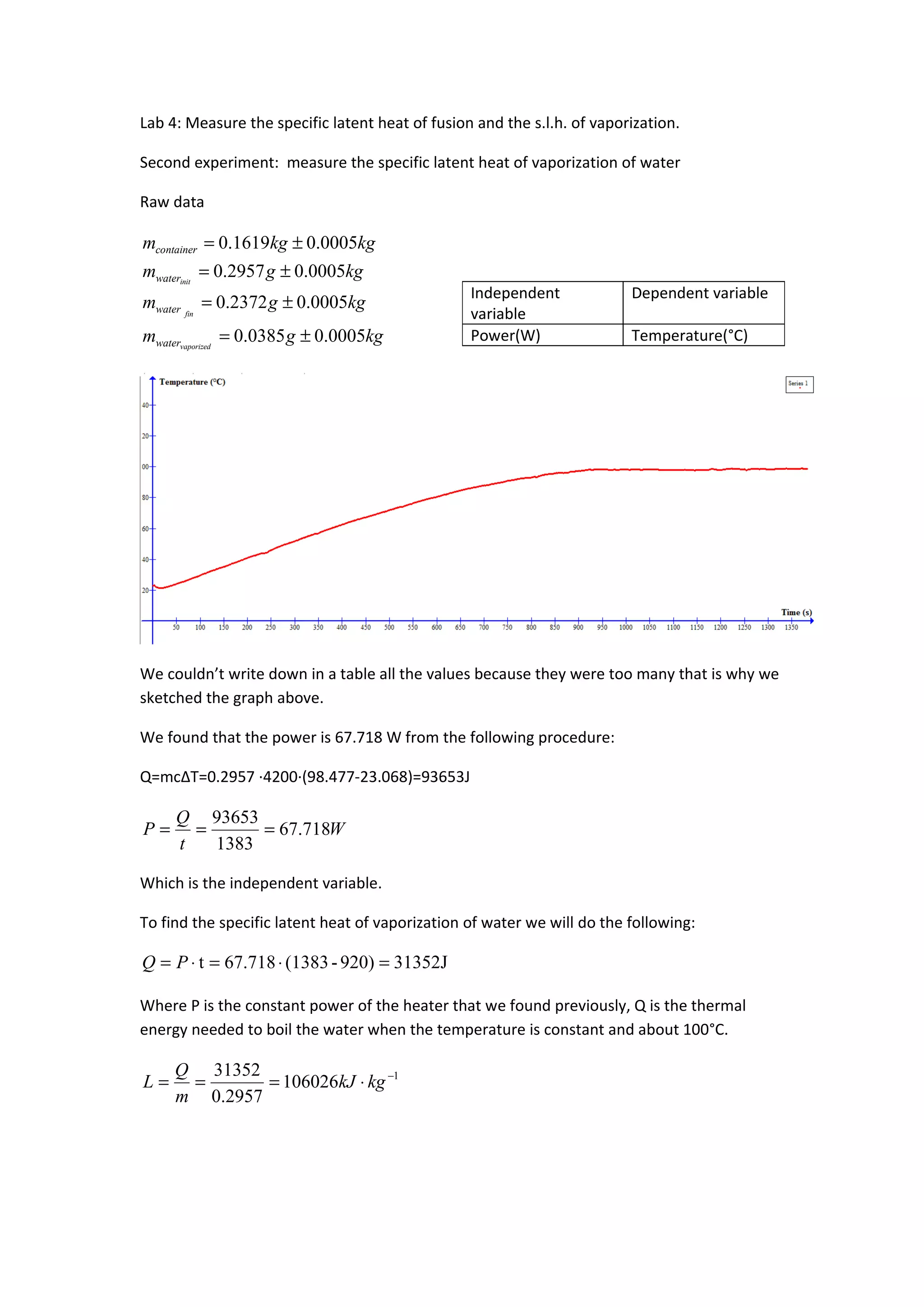 Lab 4 (specific latent heat) | DOC