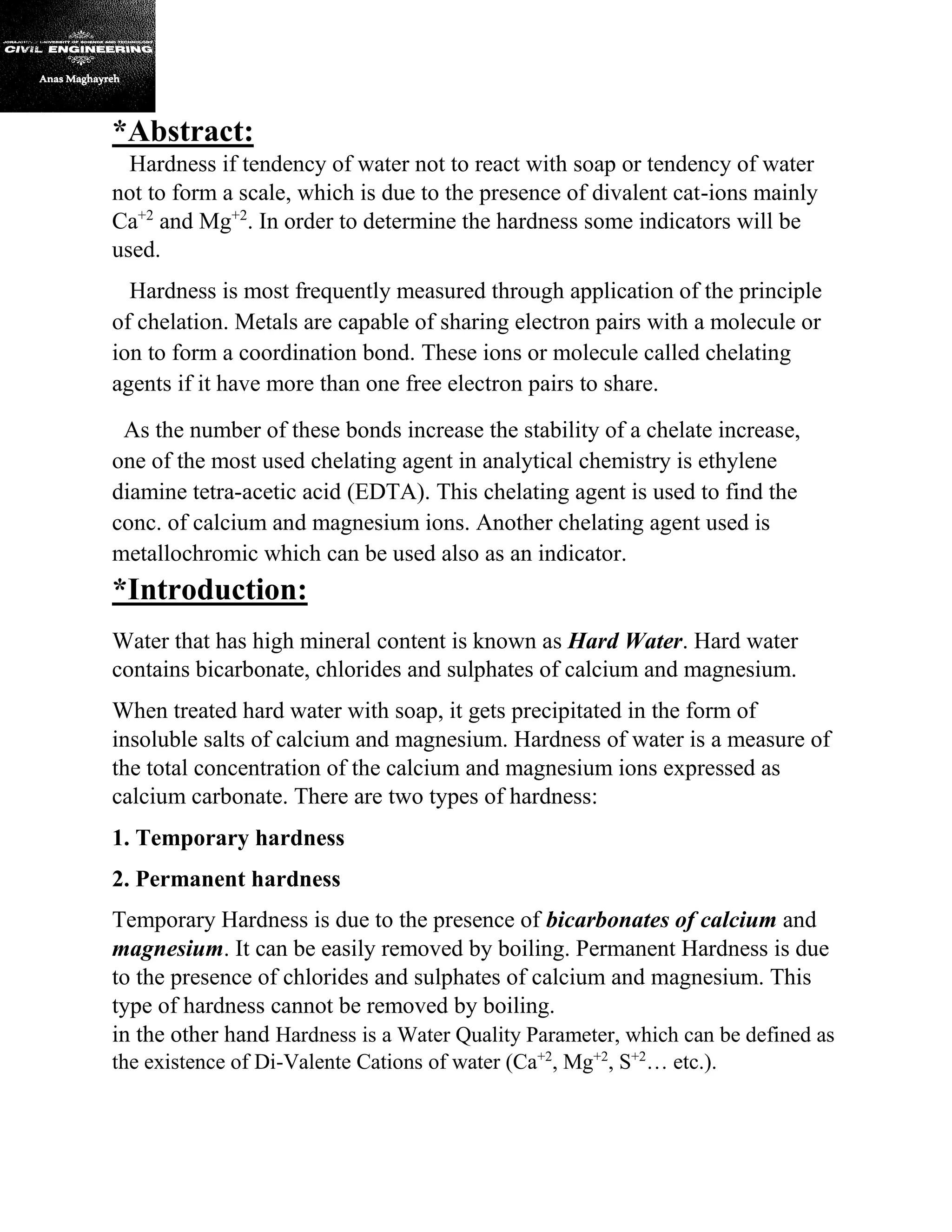 Lab5 determination of hardness of water | PDF
