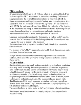 Lab5 determination of hardness of water | PDF