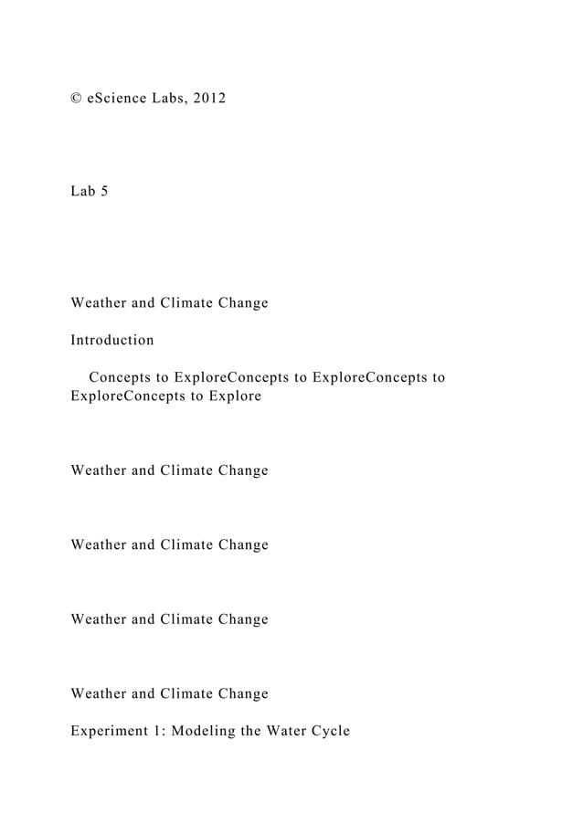 Lab 5 - Experiment 1 Modeling the Water CycleHypothesis.docx | Free ...