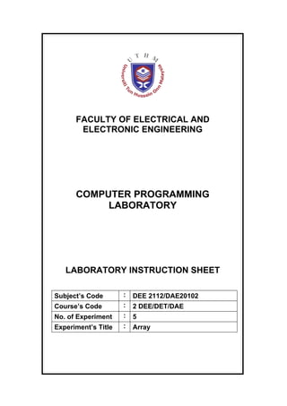Lab 5 array | PDF